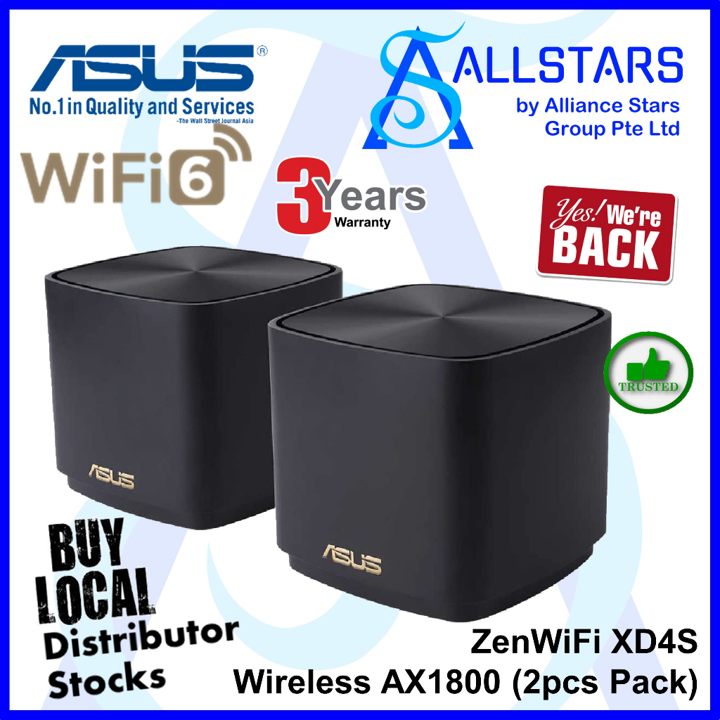 ASUS ZenWiFi XD4S (2pcs pack) Wireless AX1800 Dual Band Mesh WiFi 6 ...