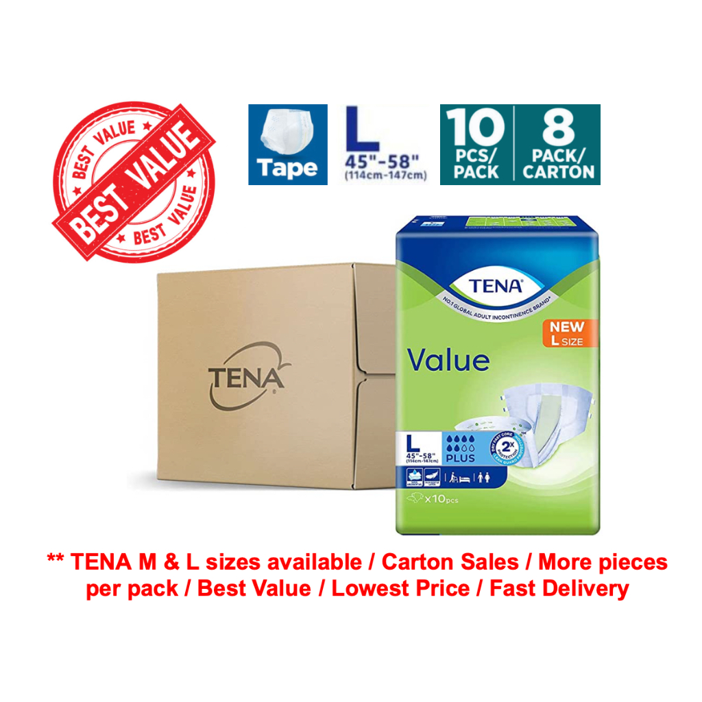 TENA Value Adult Diapers / Size L 8 x 10s / Carton Sales / Lowest Price | Shopee Singapore