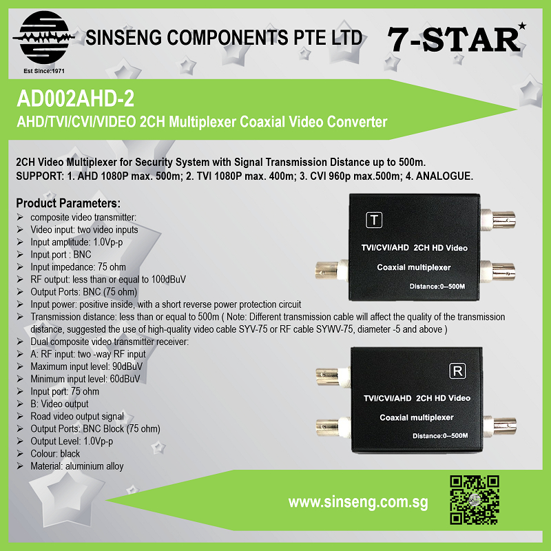7-STAR* CCTV Video Signal Extender 2CH | AHD/TVI/CVI 1080P Transmitter ...