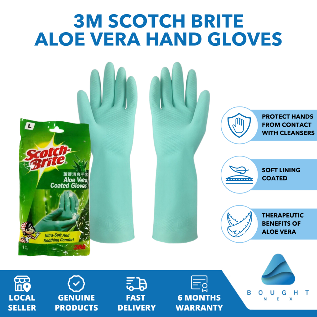 3M Scotch Brite Aloe Vera Hand Gloves Soft Lining Heavy Duty Gloves ...