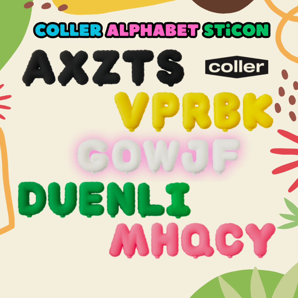 [LINE FRIENDS X COLLER] Coller alphabet Sticon 4Color / Individual ...