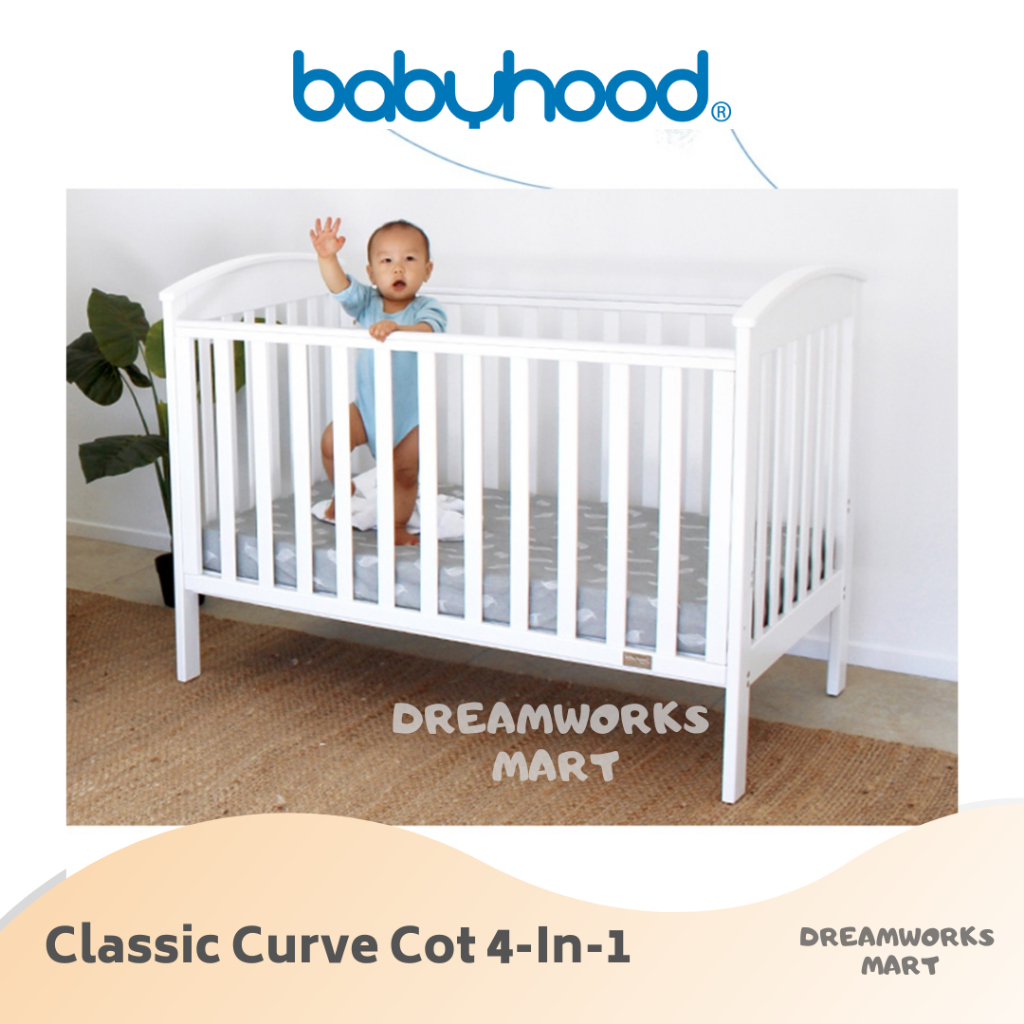 FREE ASSEMBLY - Babyhood Classic Curve Cot 4 In 1 - White | Shopee ...