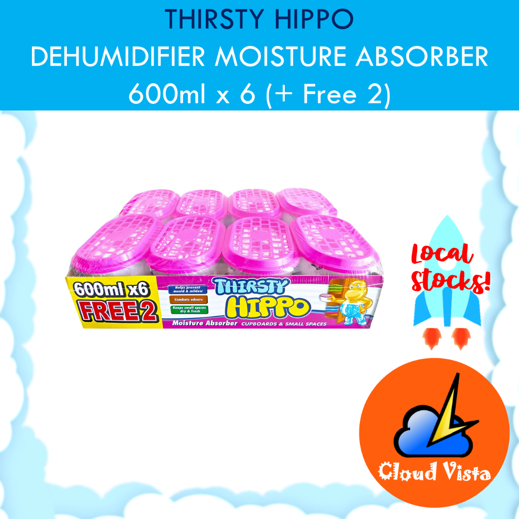 Thirsty Hippo Dehumidifier Moisture Absorber (600ml x 8s) | Shopee ...