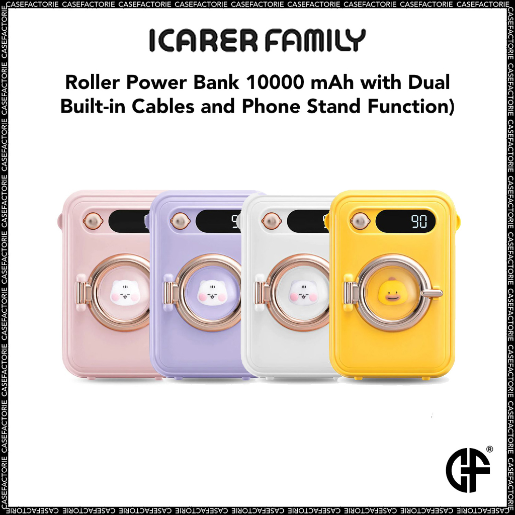 iCarer Family® Roller Power Bank 10000 mAh with Dual Built-in Cables ...