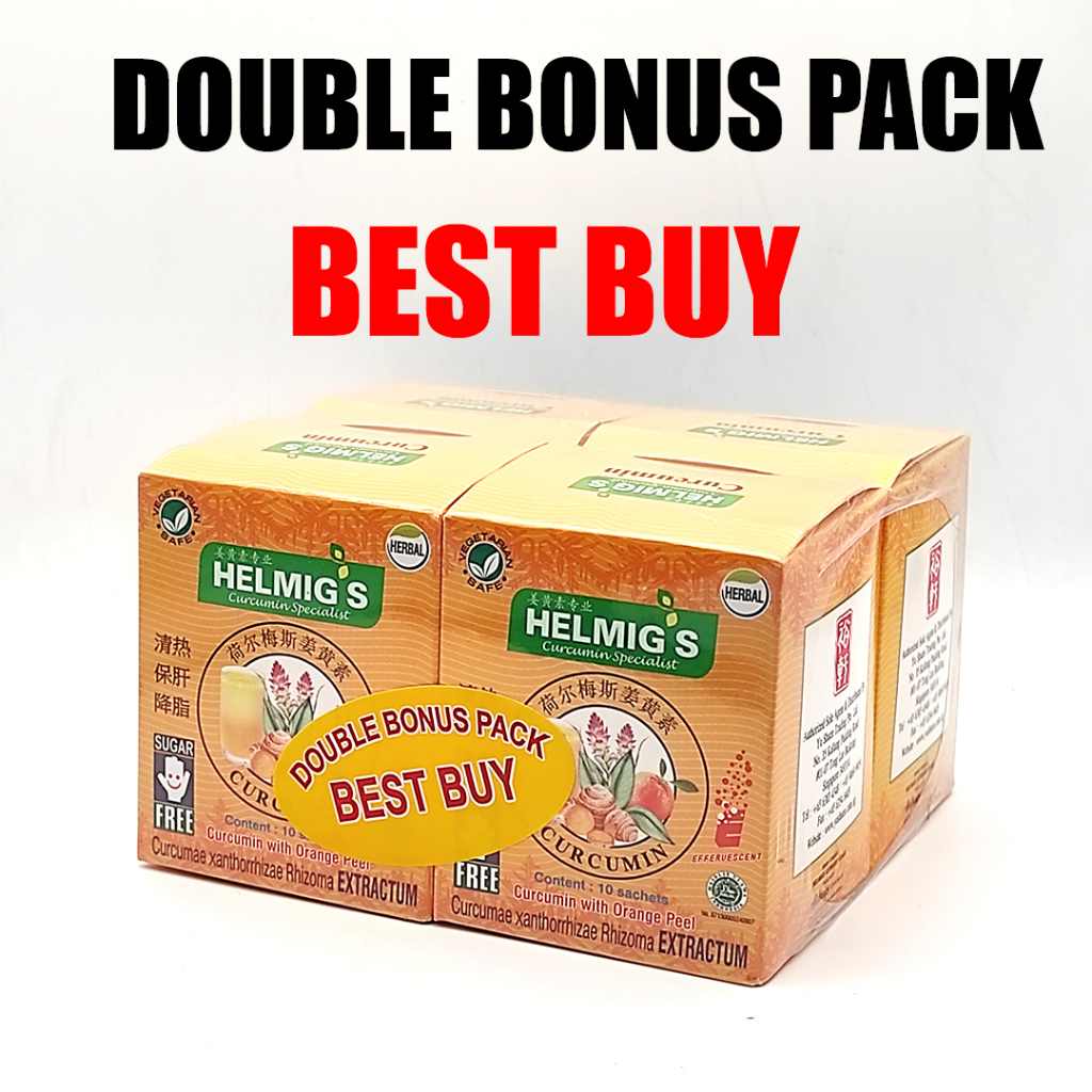 Helmig's Curcumin Effervescent Double Bonus Pack 10'S X4 Free 2 Packs ...