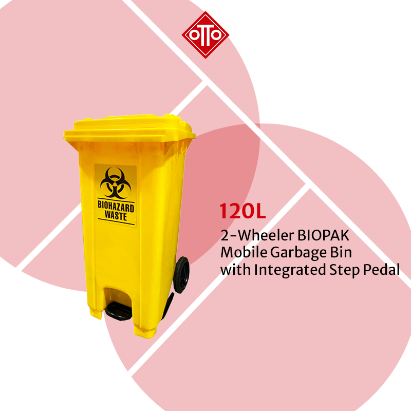 120L OTTO MGB 2-wheeler BioHazard Bin (IFP)/ Step Pedal / Pedal Bin ...