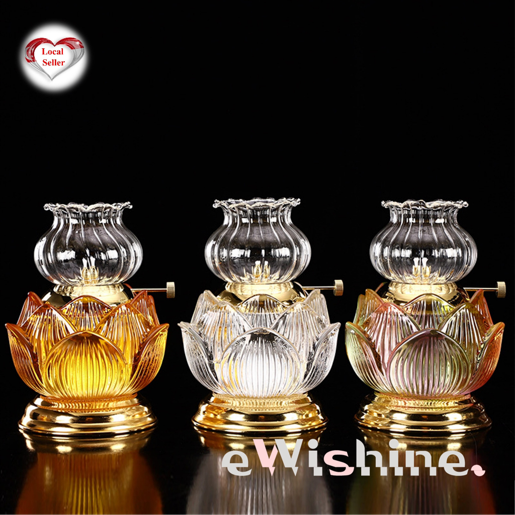 Glazed Beauty Lotus Crystal Oil Lamp / Buddha Lamp / Glass Oil Lamp for ...