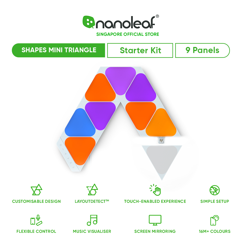 Nanoleaf Shapes Mini Triangles Smart Light Starter Kit (9 panels ...