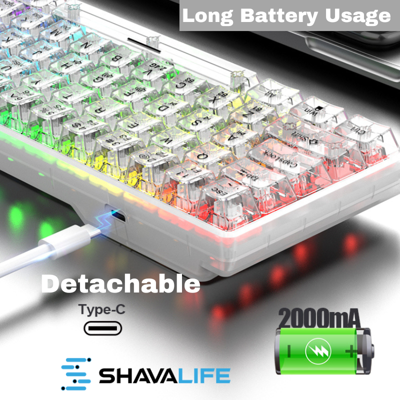 Transparent Wireless Keyboard Bluetooth Mechanical 61 Keys Keyboard for ...