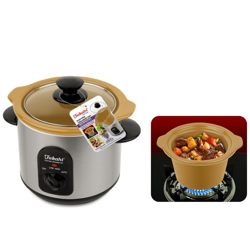TAKAHI Electric Crockery Pot (1.5L) with HEAT- RESISTANT (HR) CERAMIC ...
