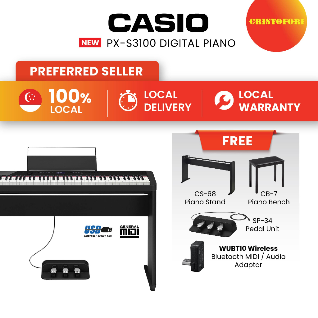 [NEW MODEL] Casio Digital Piano PX-S3100 Privia Keyboard 88 keys ...