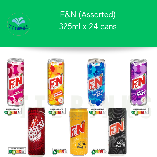 F&N (FNN) Can: Orange / Sarsi / Cherryade / Ice Cream Soda / Grape / Soda Water / Tonic Water ...