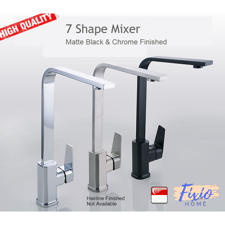 Nordic Designed 7 Shape Kitchen Tap matte black or chromed finished ...