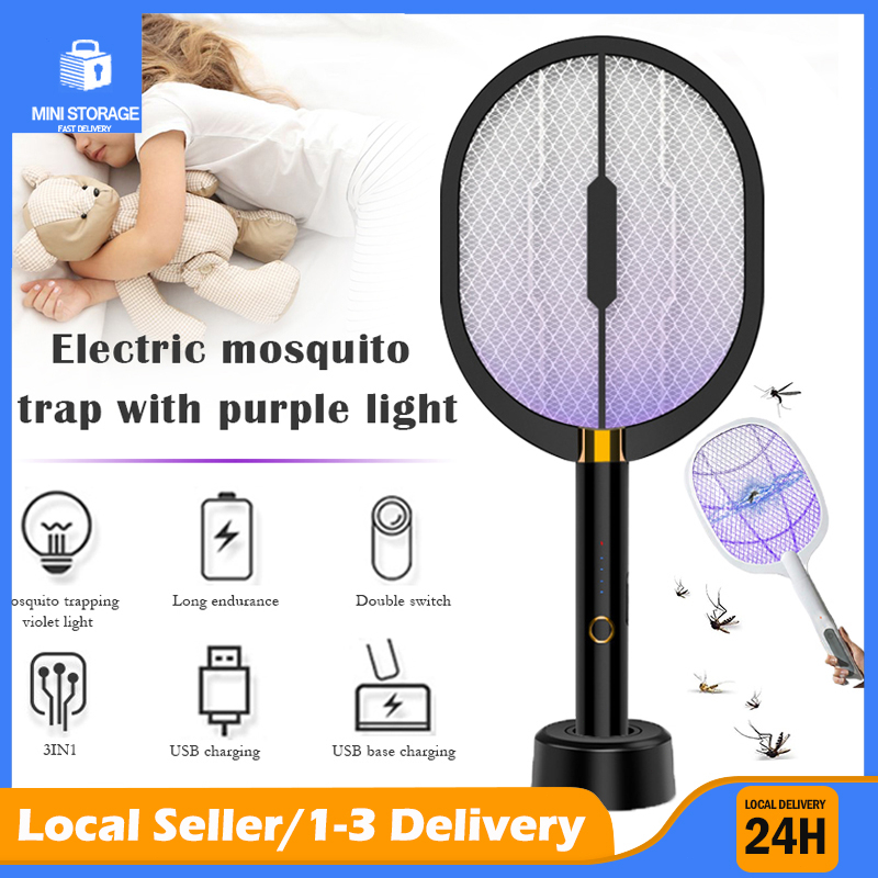 3 in 1 USB Electric Insect Mosquito Racket Rechargeable Mosquito Killer ...