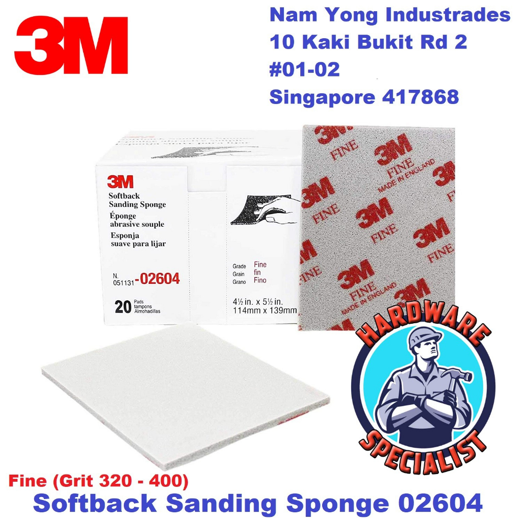 3M 02604 Softback Sanding Sponge (Fine) (1 Whole Piece) | Shopee Singapore