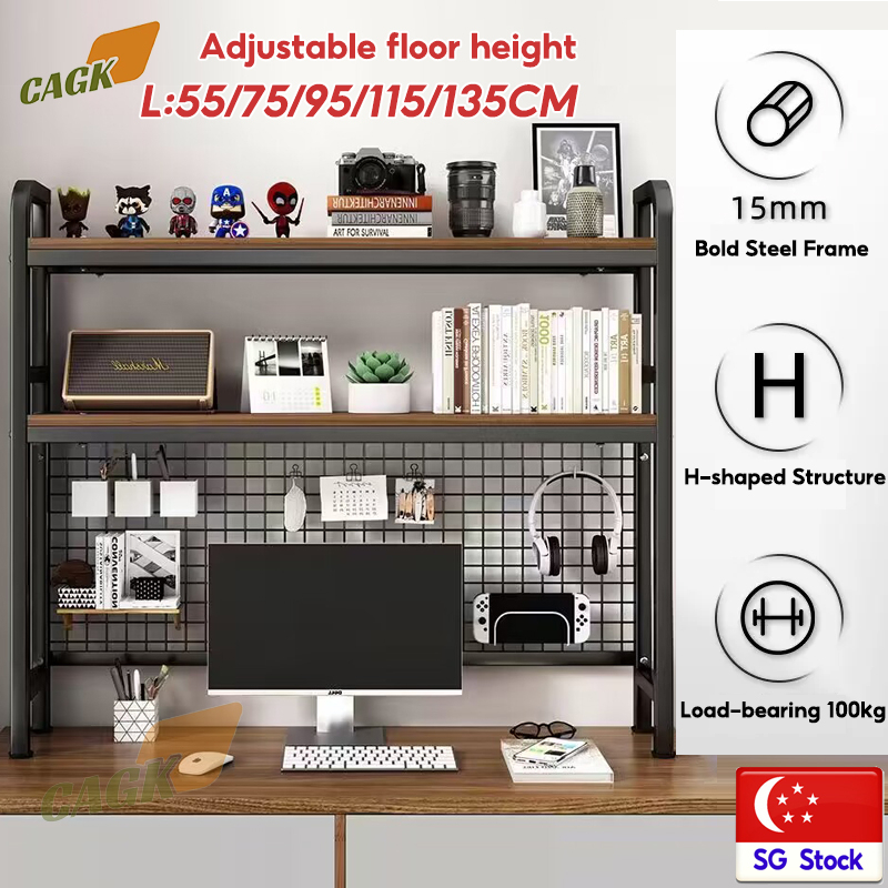 Desktop Shelf Desk Pegboard Wall Shelf Desktop With Grid Multi-layer ...