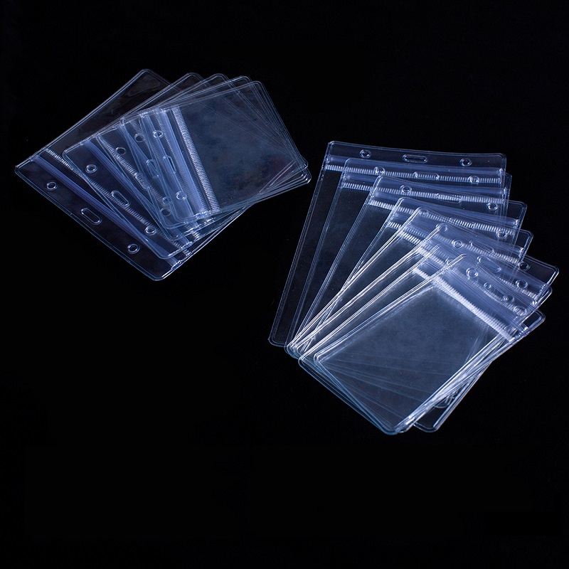 Transparent PVC Card Holder ID Badge Name Tag Vertical Horizontal Badge ...