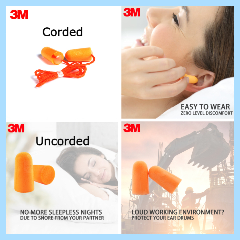 [SG] 3M Ear Plug/ Soft Foam Ear Plug/ Noise Reduction and Sound ...