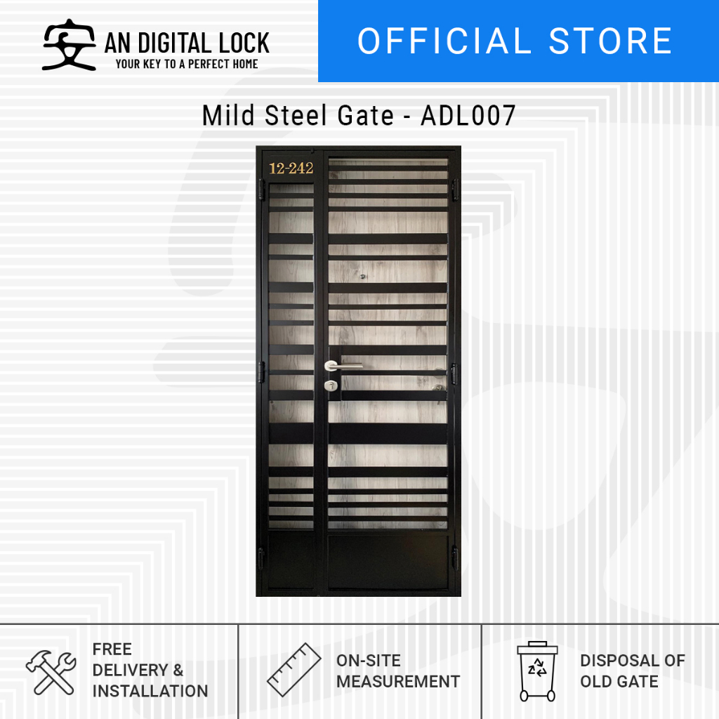Mild Steel HDB Metal Gate (ADL007) | AN Digital Lock | Shopee Singapore
