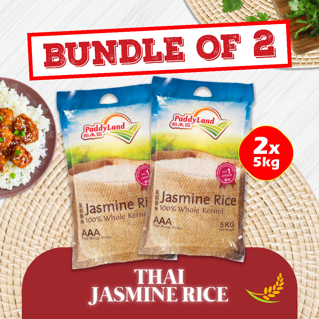 (1+1) Bundle - PaddyLand Jasmine Rice 5kg x 2 (vacuum pack) | Shopee Singapore
