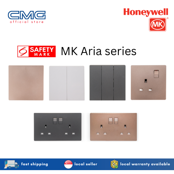 MK Honeywell Aria Series Switch Socket with Singapore Safety Mark Approved | Shopee Singapore