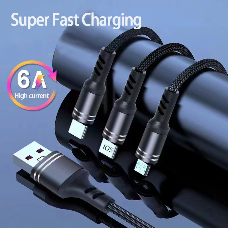 3 In 1 super fast charge USB charging cable data cable suitable for all ...