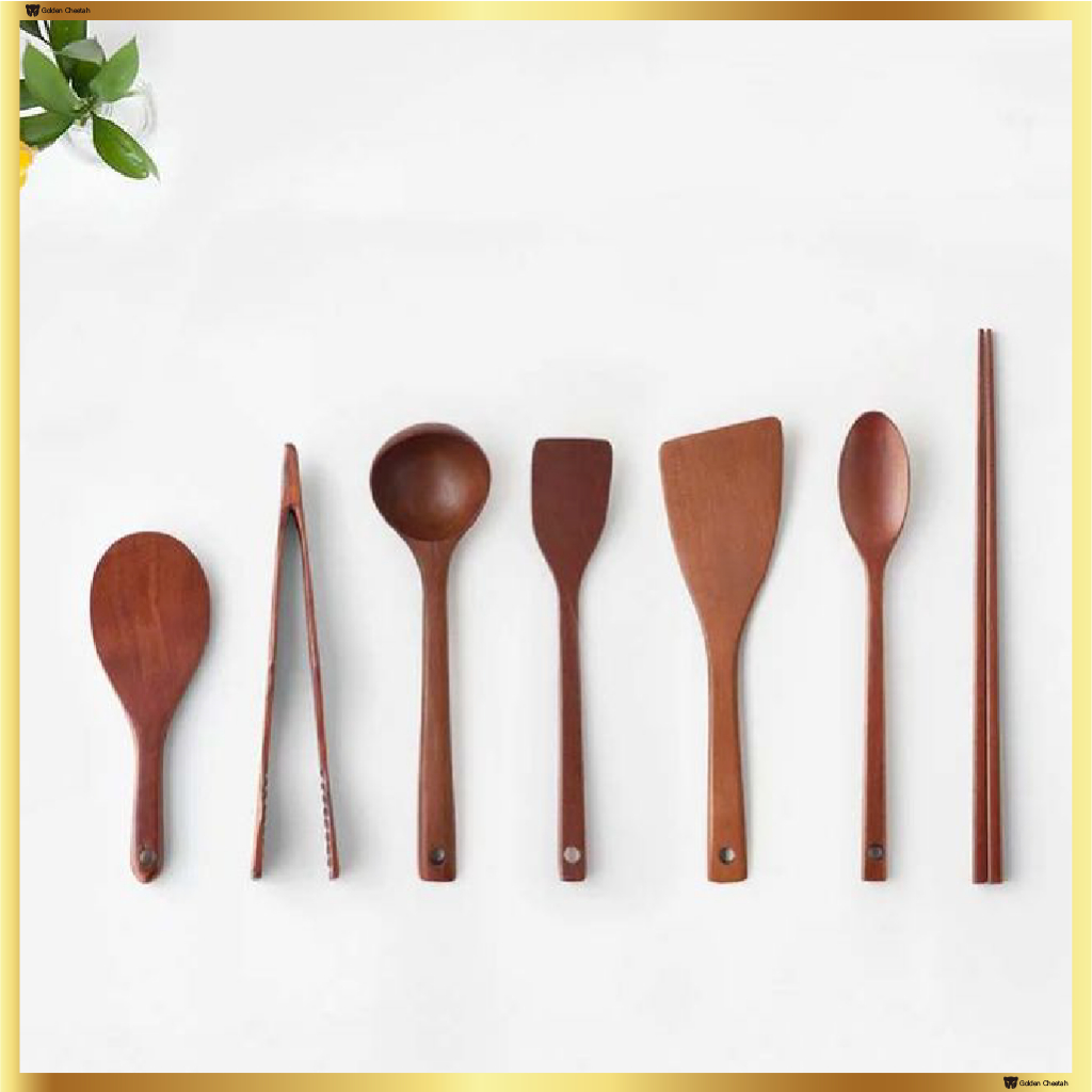 NICOTT Handcrafted Wooden Kitchen Utensils Set - Natural Jujube Wood ...