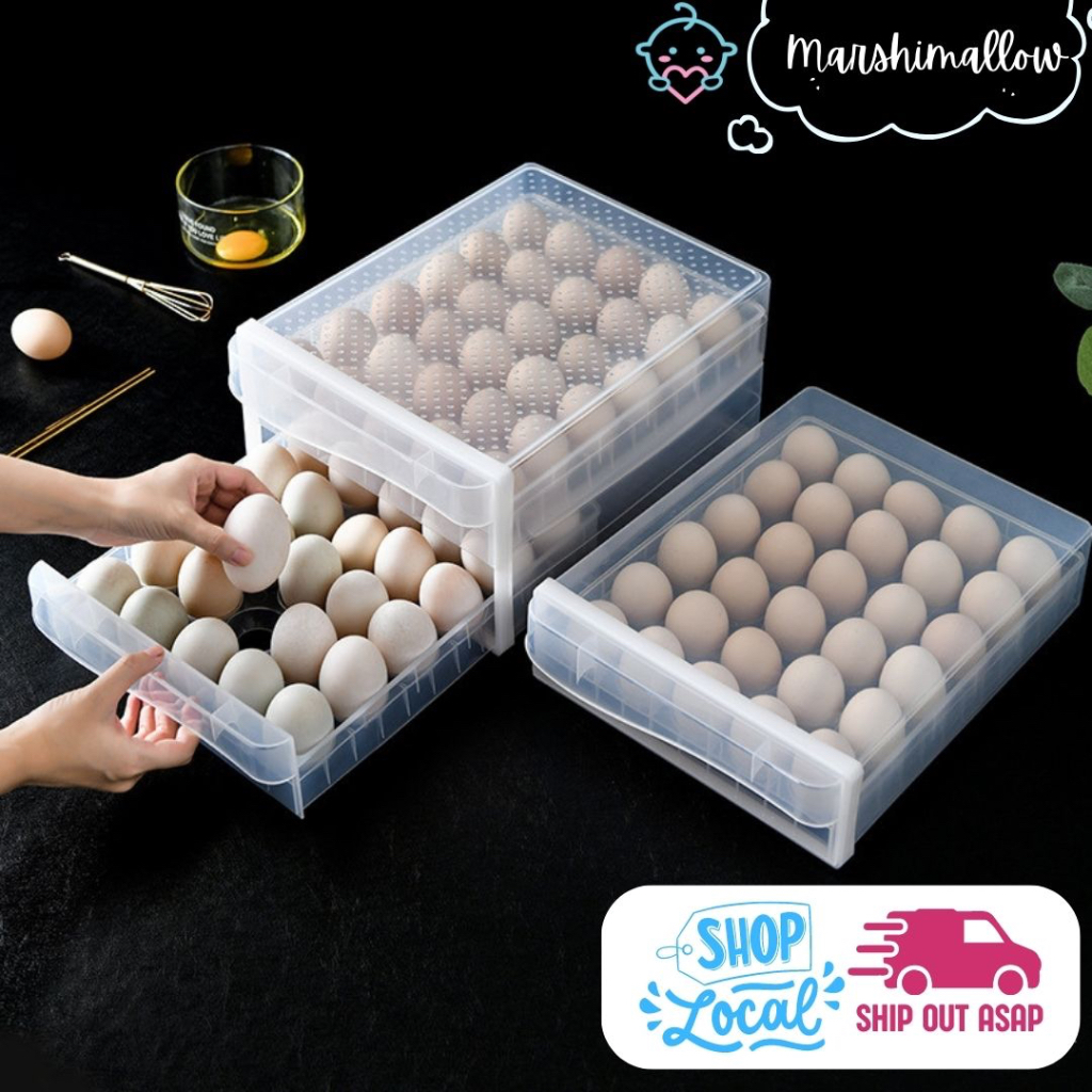 🇸🇬 Kitchen Organiser Egg Drawer Organizer 1 or 2 tier Egg Box Storage Refrigerator | Shopee ...