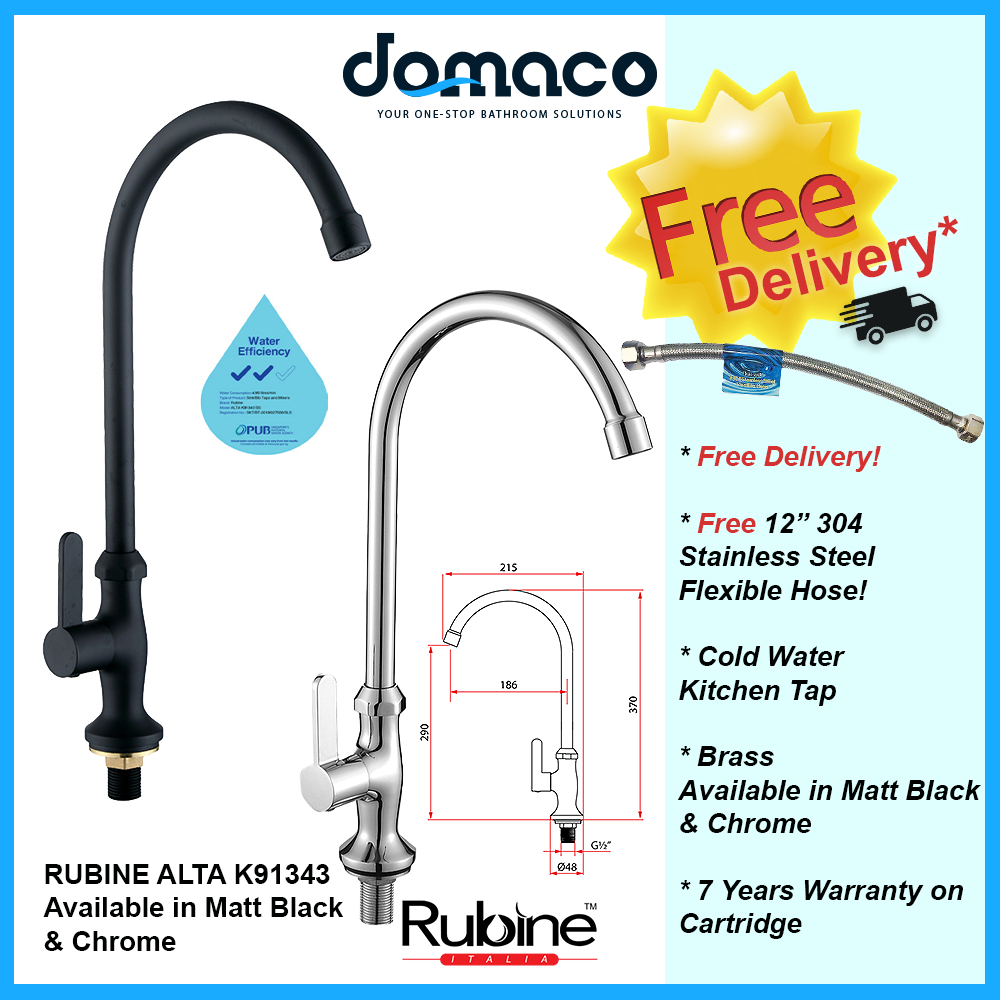 Rubine Alta K91343 Kitchen Tap [Matt Black/Chrome] | Shopee Singapore