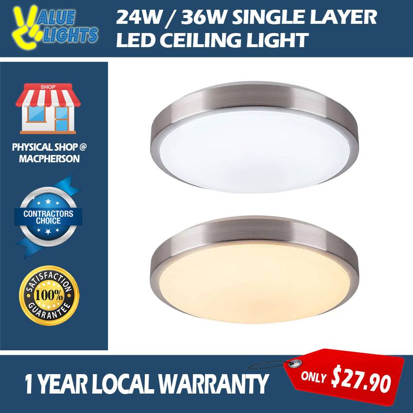24W / 36W Single Layer LED Simple Surface Mount Ceiling Light | Shopee ...