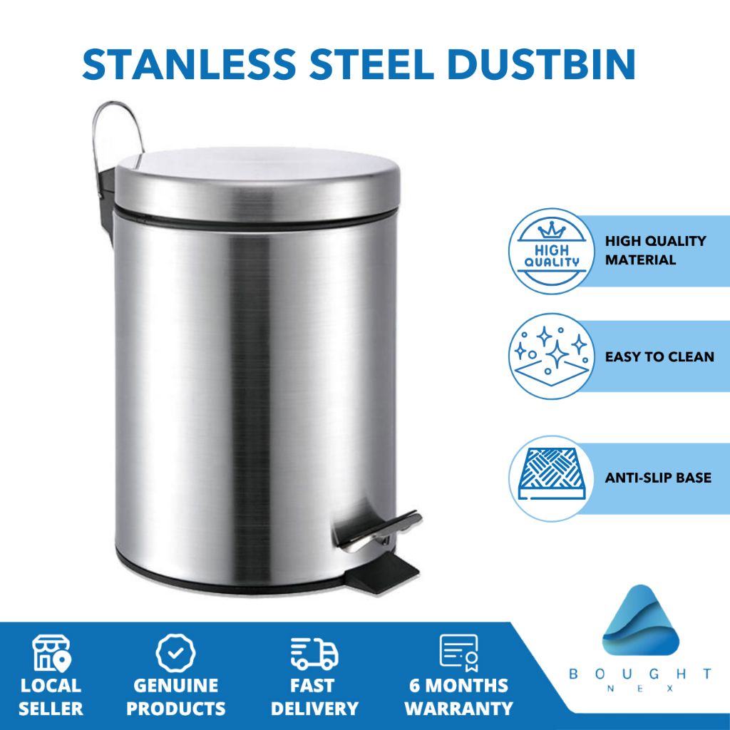 Stainless Steel Dustbin With Lid & Odour Control System 12L and 20L ...
