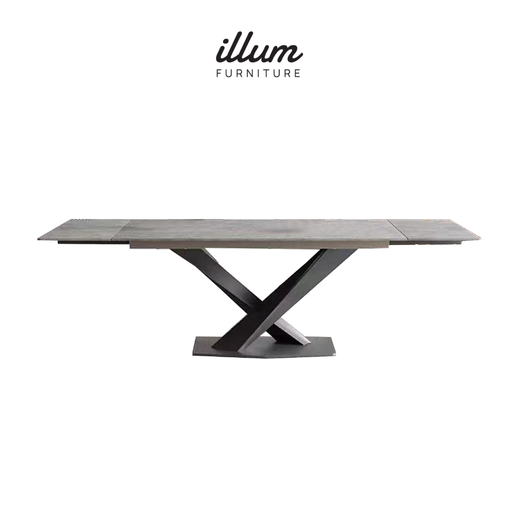 illum Venice Extendable Side Plate Dining Table Steel Legs Modern Design | Shopee Singapore