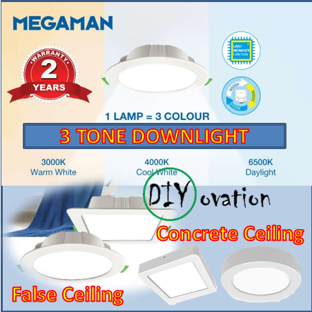 [3 TONE] Megaman 3 Color LED Downlight with last color memory/ False ...