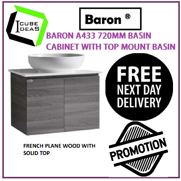 BARON A 433 720MM BASIN CABINET WITH TOP MOUNT BASIN | EXPRESS FREE ...