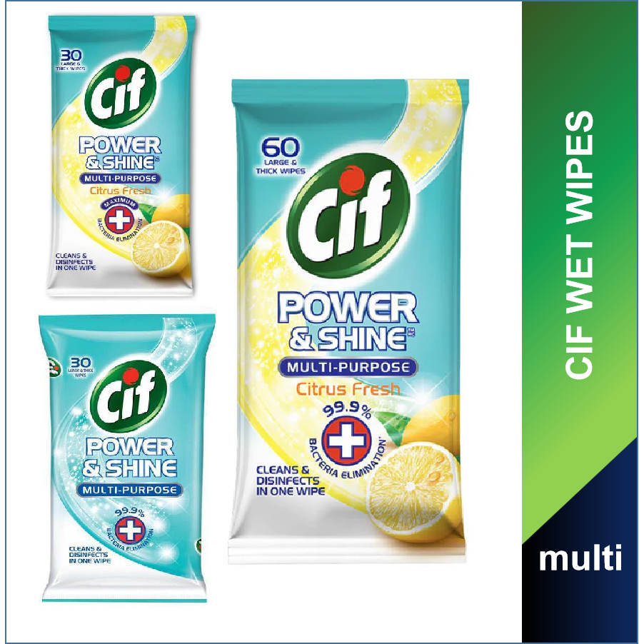 CIf Power & Shine Wipes / CIf Wipes Universal Fresh Multi-Purpose 30/60 ...