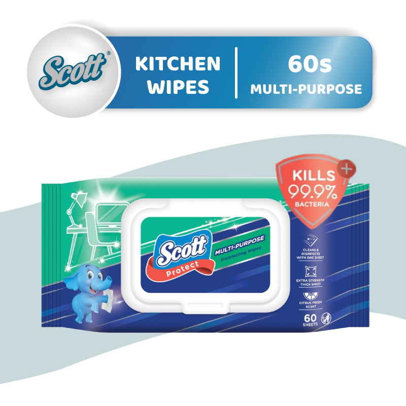 [Bundle of 2] Scott Protect Disinfecting Wet Wipes | Multipurpose Wipes ...