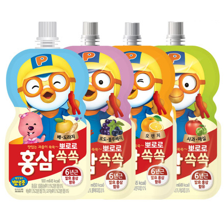 [Paldo] Paldo Pororo Red Ginseng Sok Sok 4 Flavors (Buy 3 Get 1% off ...