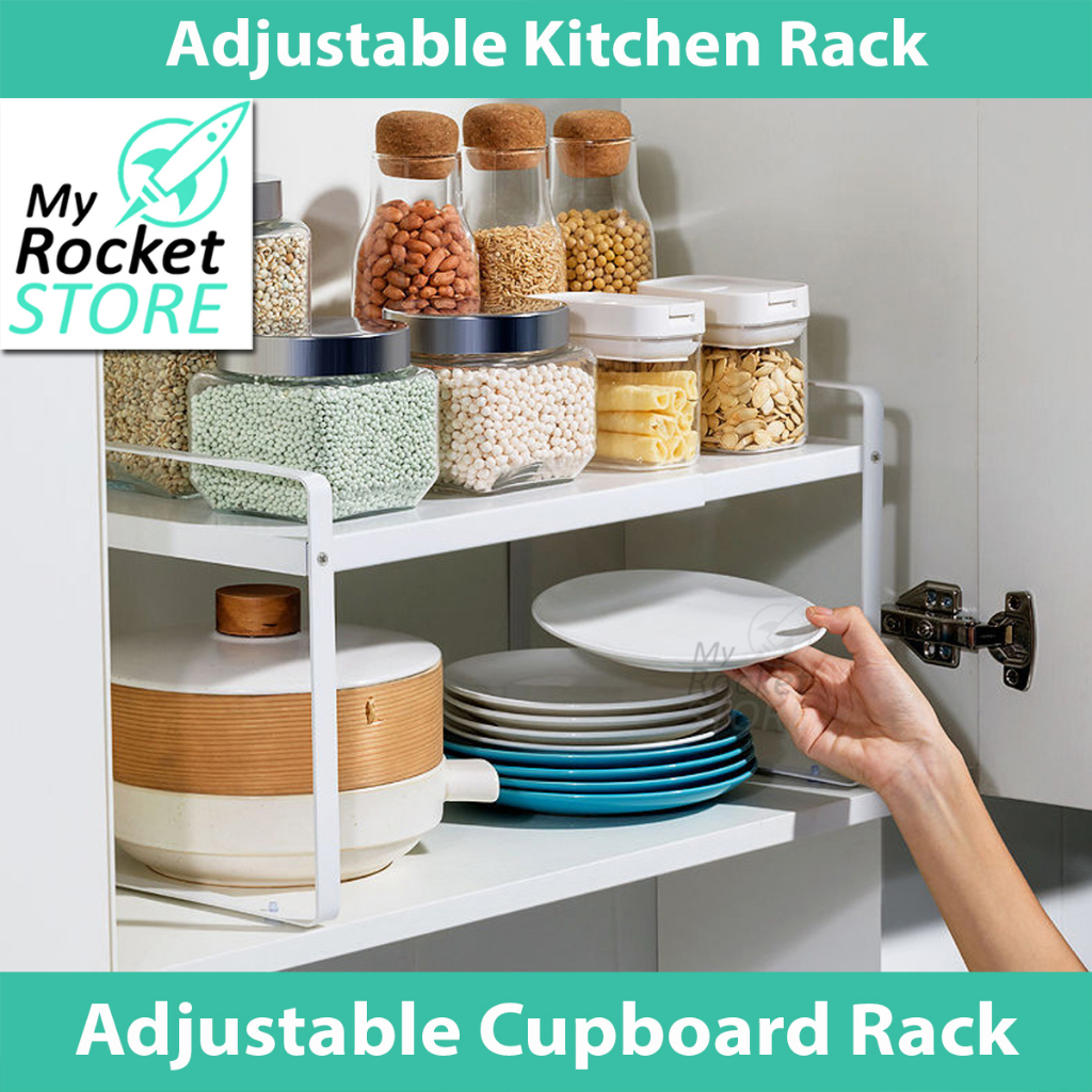 Adjustable Kitchen Cabinet Divider Rack Stand | Organiser Extendable ...