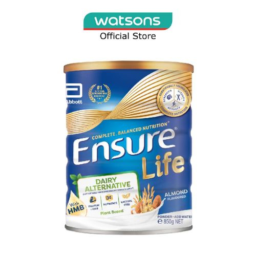 ENSURE Life Dairy Alternative Adult Nutrition Powdered Drink with HMB 850g (Plant Based, Almond ...