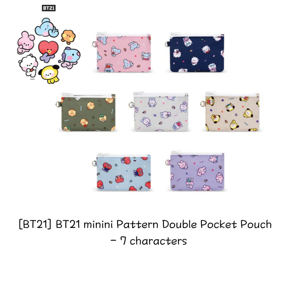 [BT21] BT21 minini Pattern Double Pocket Pouch - 7 characters | Shopee ...