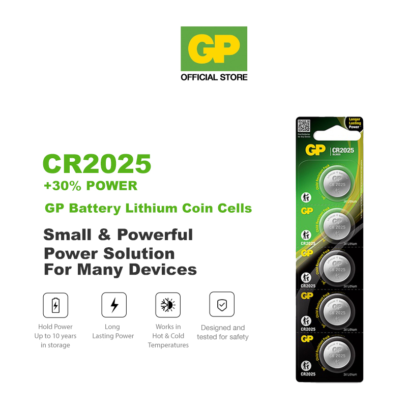 GP Lithium CR2025 Coin Cell Battery (Card of 5) | Shopee Singapore