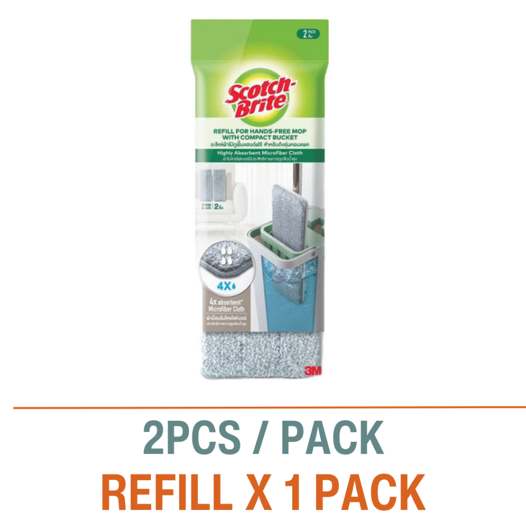 3M Scotch Brite Compact Hands-Free Flat Mop with Bucket | Shopee Singapore