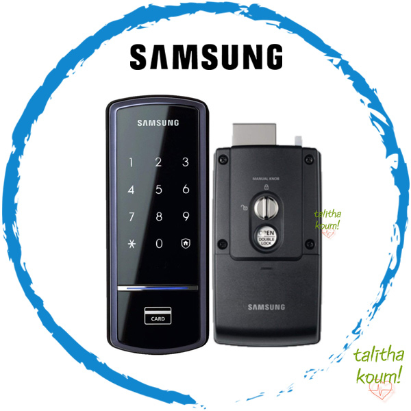 Samsung Digital Door Lock SHS-1321 Apartment Smart RIM Deadbolt Smart Tag Card Key Keyless ...