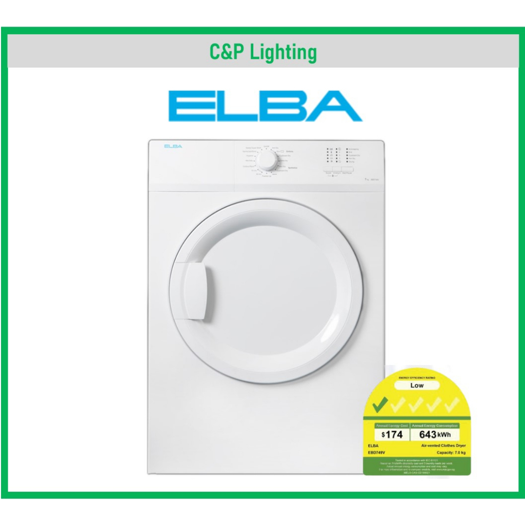 Elba 7kg Air Vented Dryer EBD 750 V | Shopee Singapore