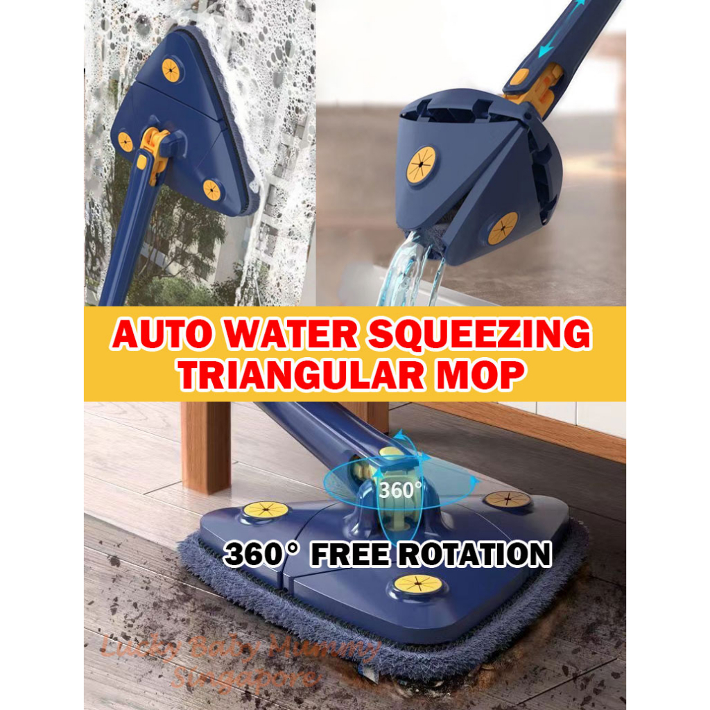 Auto Water Squeezing Triangular Mop/360° Spinning Lazy Mop/Rotatable ...