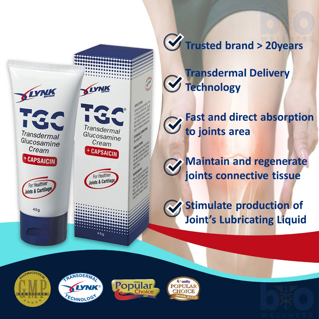 LYNK TGC Plus Capsaicin High Strength Transdermal Glucosamine Cream 45g ...