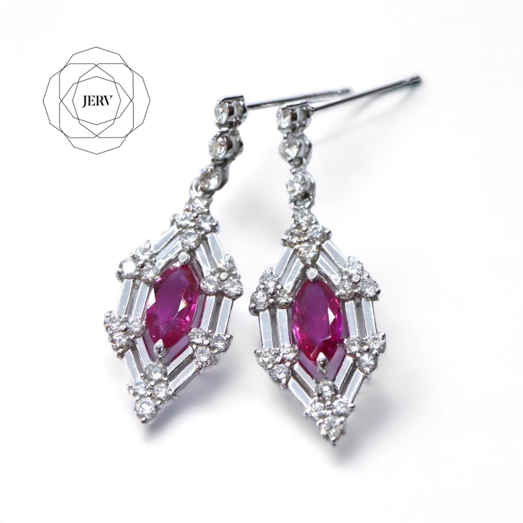 Direct From Japan Jewelry Ruby Pierced Earrings Ruby 1.09ct diamond 1 ...