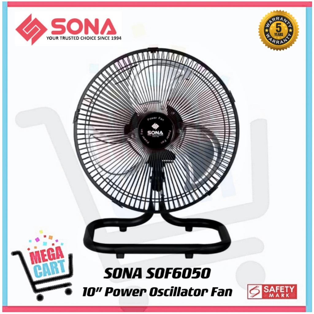 Sona 10" Power Oscillator Desk/Floor Fan SOF6050 | SOF 6050 (5 Years ...