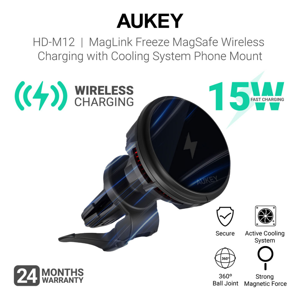 Aukey HD-M12 MagLink Freeze MagSafe Wireless Charging with Cooling ...