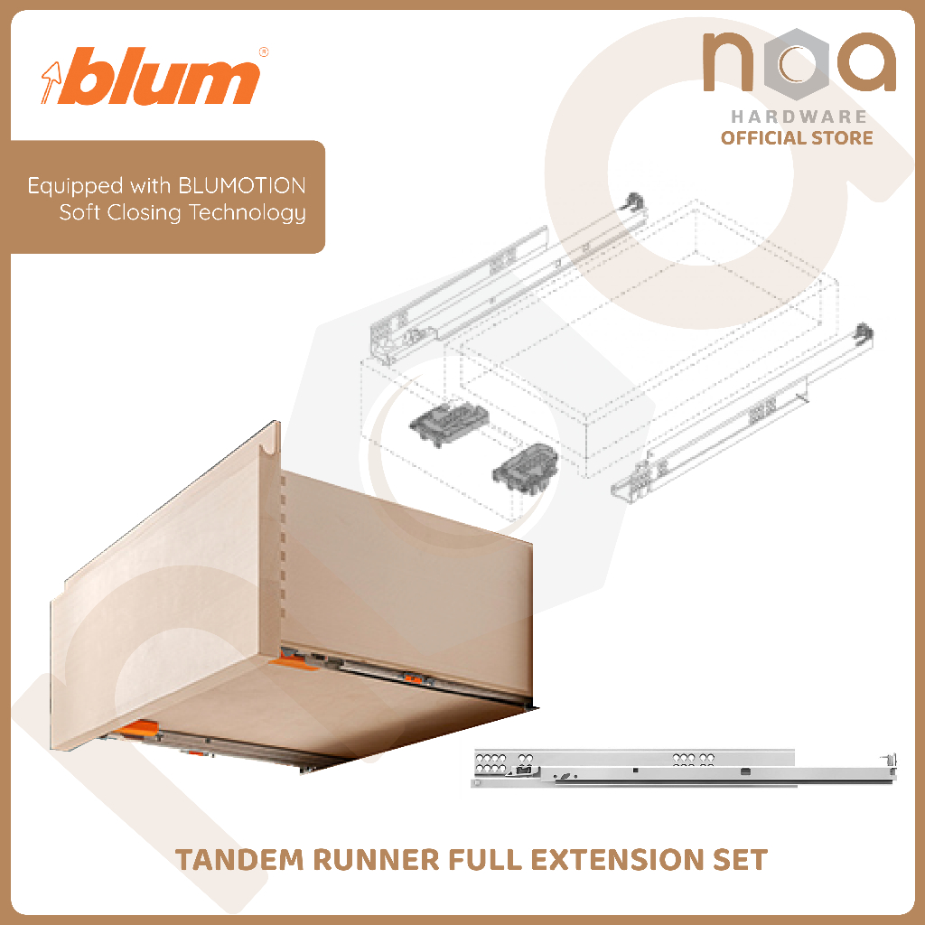 BLUM TANDEM RUNNERS Full Extension Set (Left & Right) - BLUMOTION Soft ...